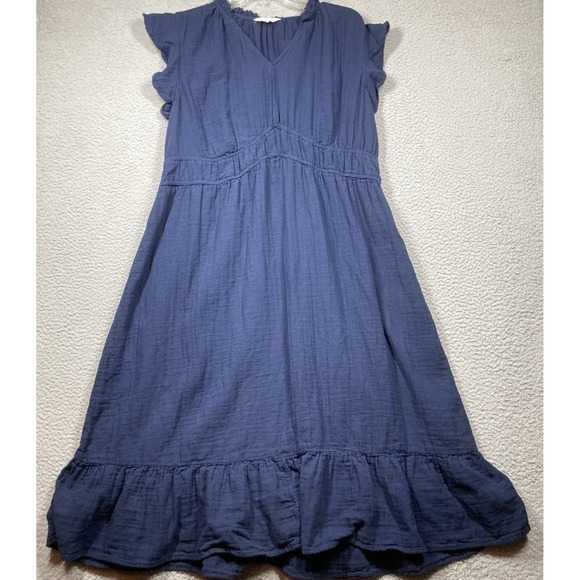 Time and Tru | Dresses | Time Tru Midi Dress Womens Xl Navy Blue V Neck ...